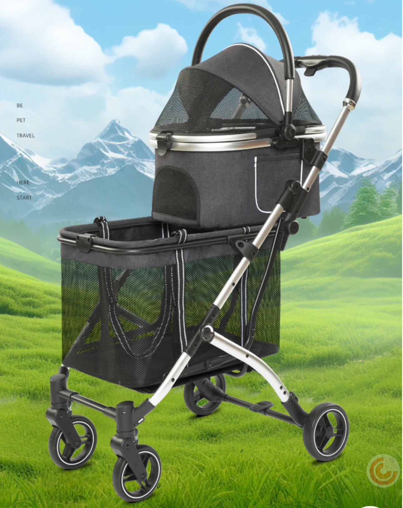 Wholesale Large-Capacity Double-Decker Pet Stroller Detachable ...