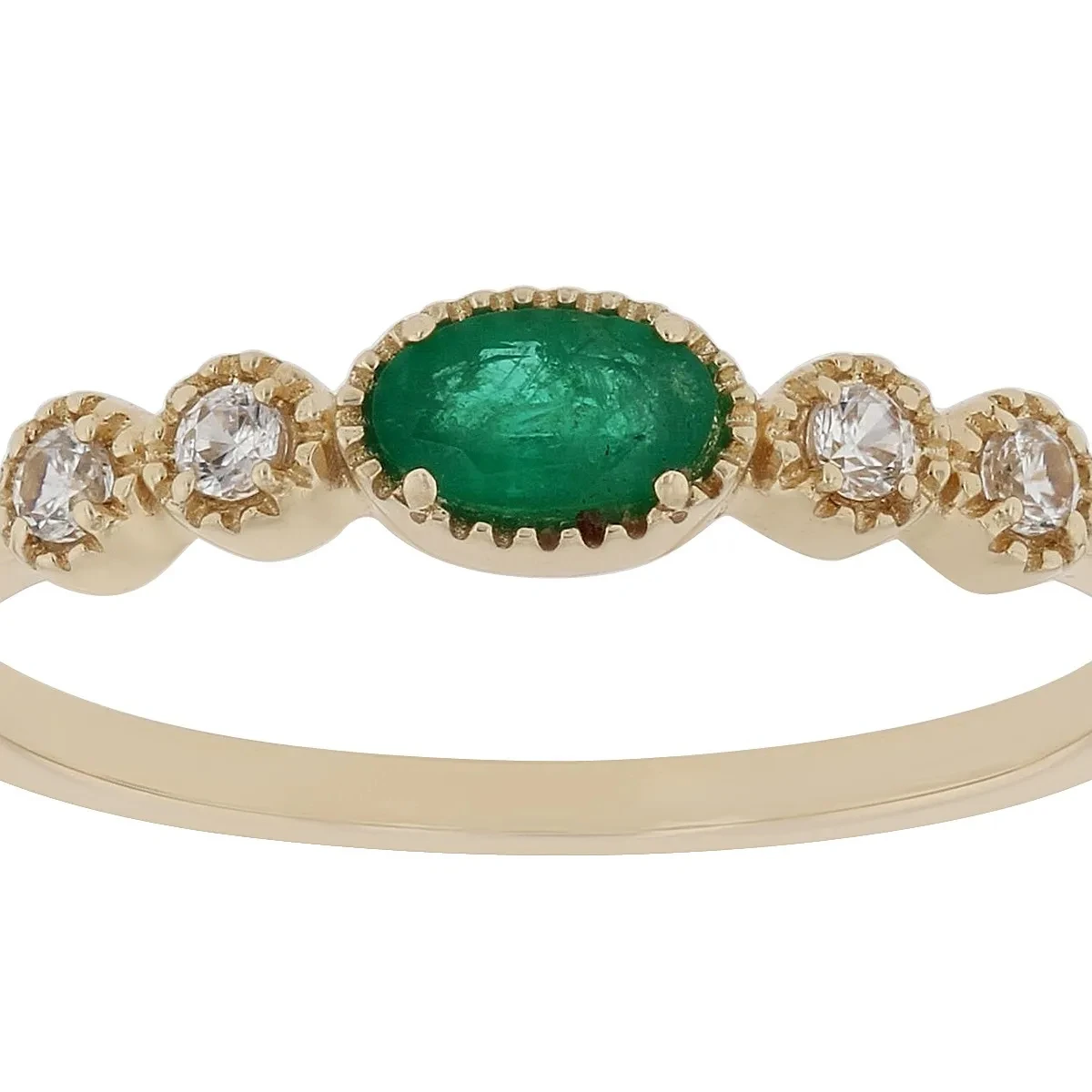 Vivid Green Emerald 10k Yellow Gold Band Ring | A Symbol Of Renewal And ...