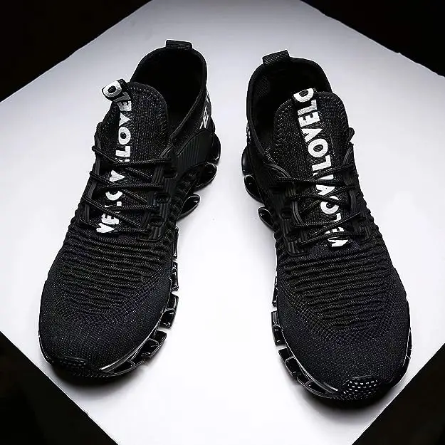 High Quality Breathable And Comfort Mesh Running Black Shoes For Men ...