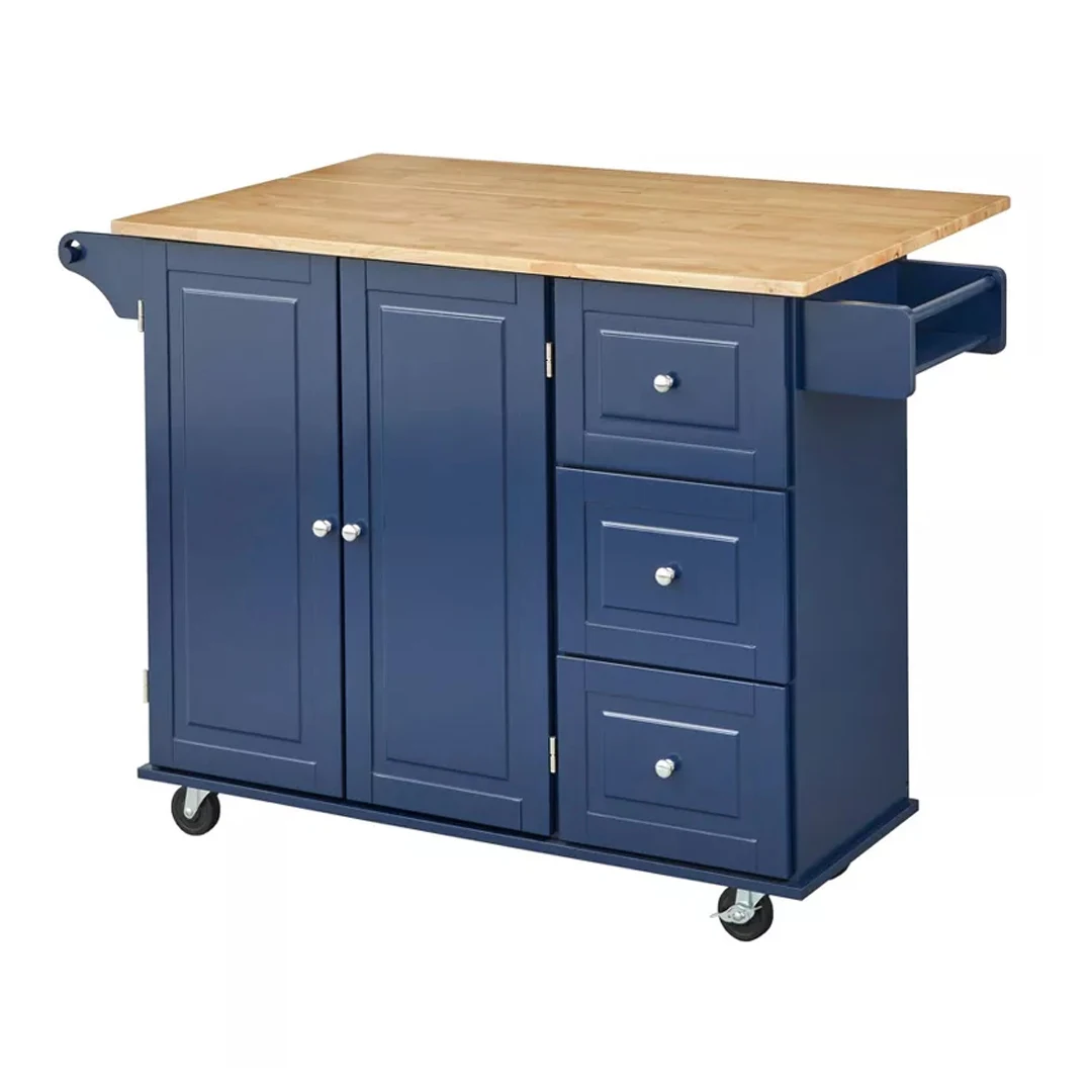 Kitchen Cart Solid Teak Wood Blue Finish Listu - Buy Home Furniture ...