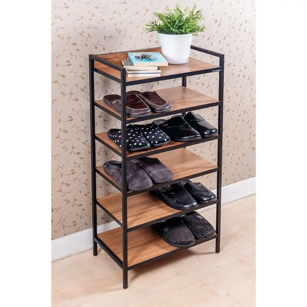 Wood and Metal Household Shoe Rack Multi Layer Economic Shoe Cabinet ...