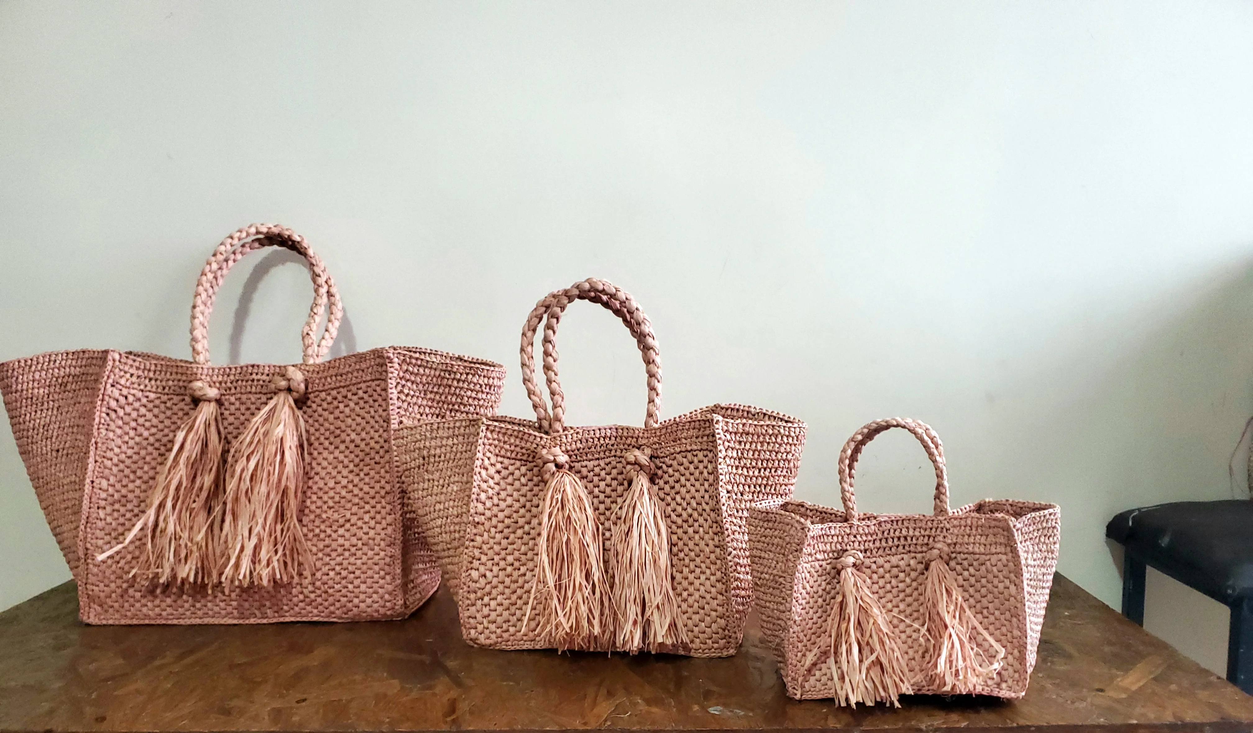 Handmade Madagascar Raffia Handbags with Fringe - All Seasons