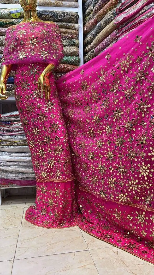 Luxury Designer Crystal Work George Wrapper Fabric - Buy High Quality ...