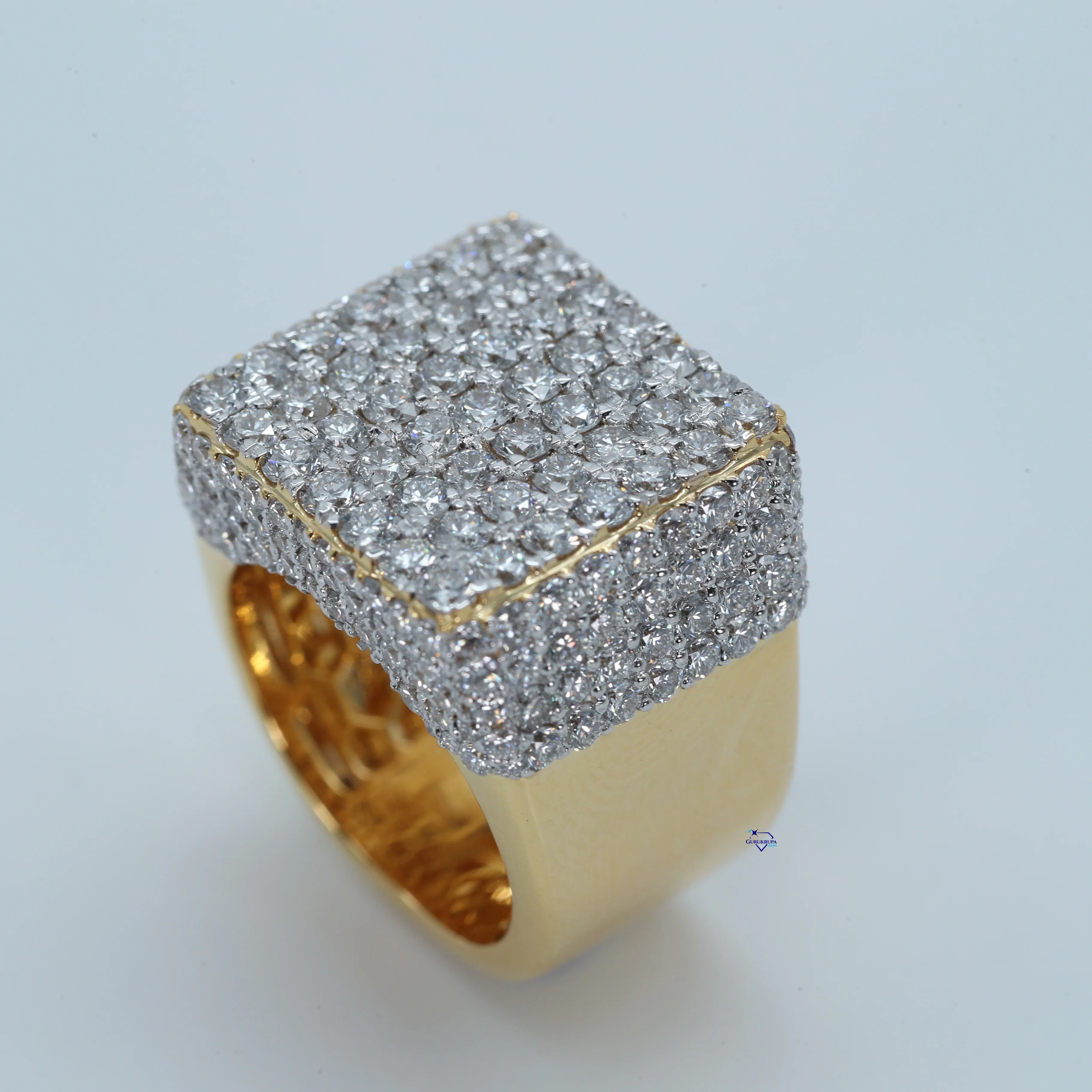 Unique Hip Hop Ring Crafted In 14 Kt Yellow Gold Embellished In Round ...