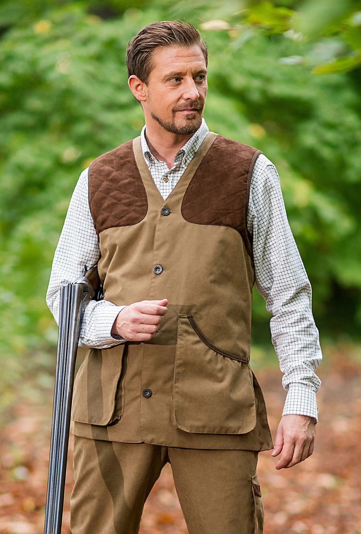 Sustainable Fabric Slim Fit Hunting Gilet - Lightweight Tweed Shooting ...