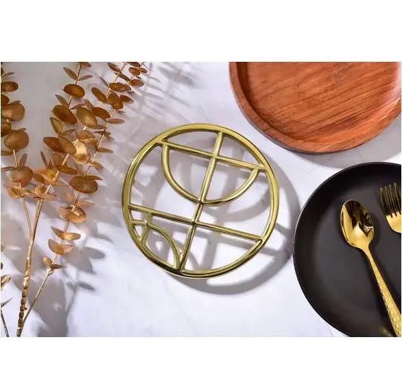 Modern Luxury Round Metal Trivet - Heat Resistant, Nonslip for Kitchen ...