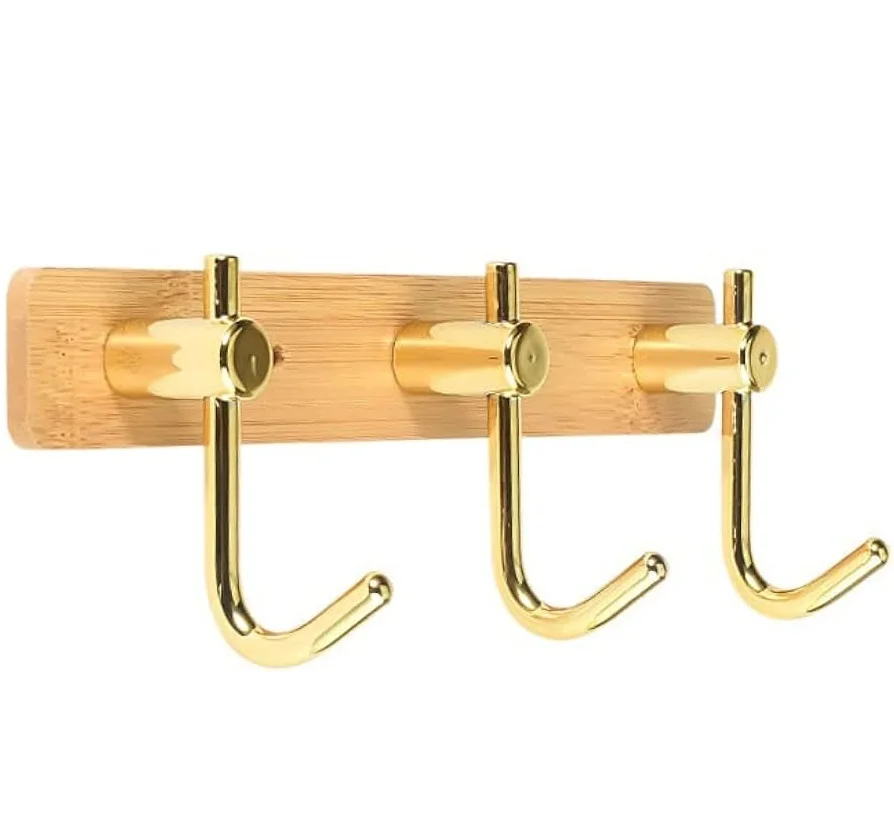 Brown Color Rectangle Shape Wooden And Metal Black Hooks Hanger Clothes ...