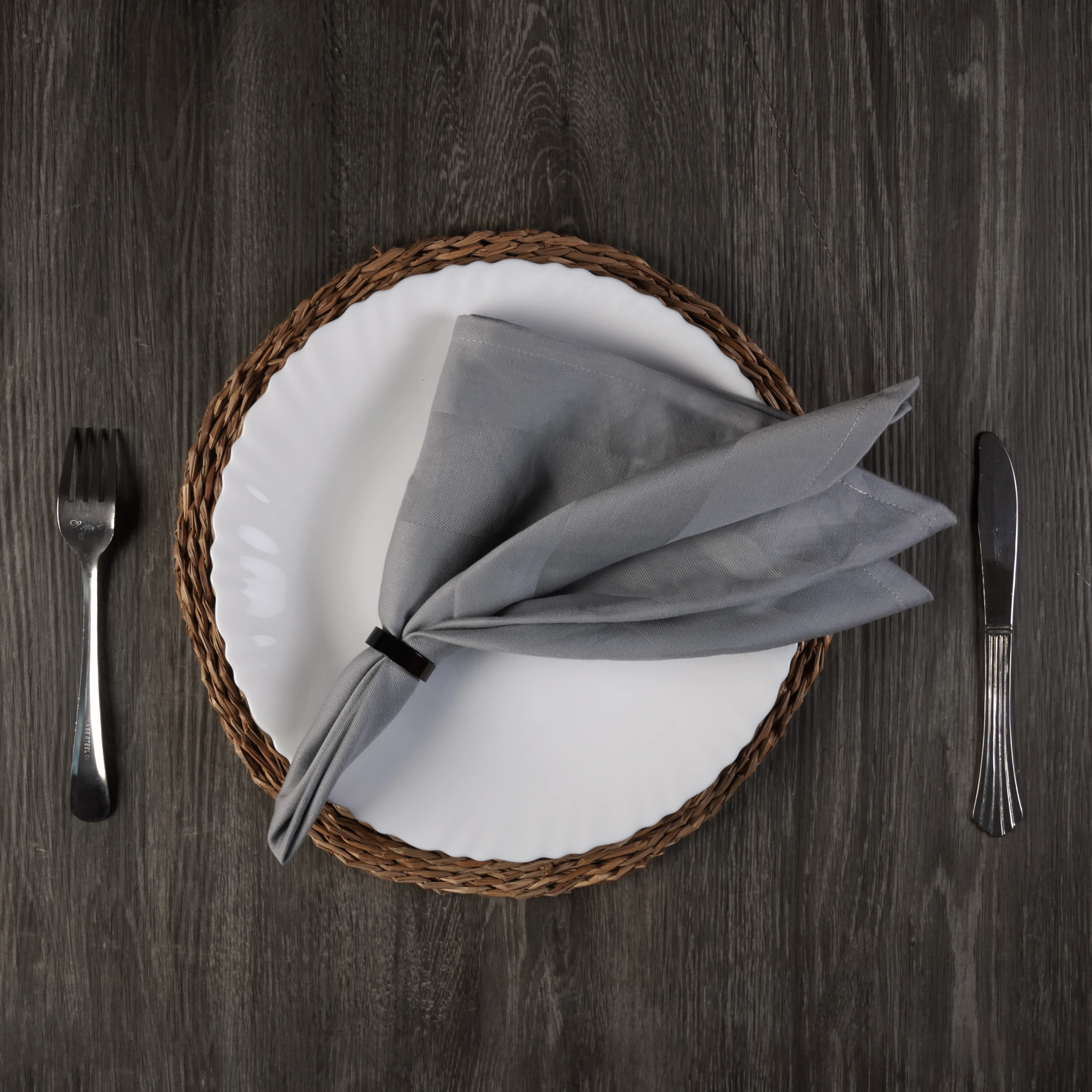 100% Cotton Sateen Microfiber Napkin Set Solid Light Grey Quick-Dry ...