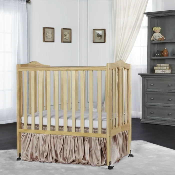 Solid Wooden Natural Jessica Folding Baby Crib For Baby Bedroom With Wheels - Buy Kids' Solid ...