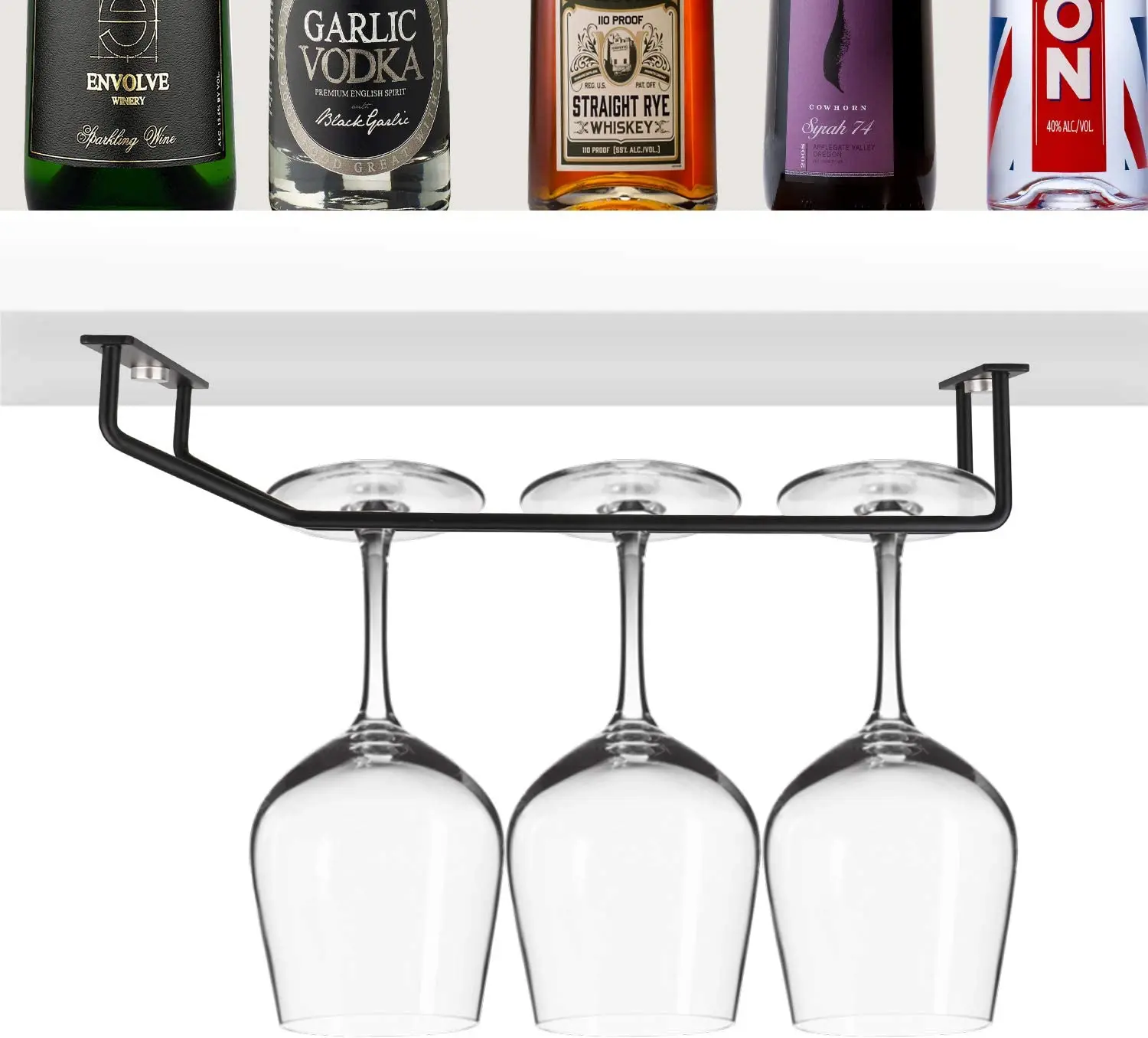 Mini Bar Kitchen Storage Metal Stemware Under Cabinet Cupboard ...