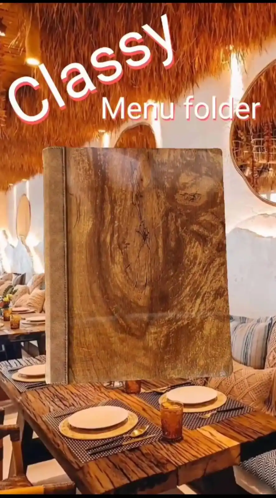 Wooden New Design Menu Folder With Beautiful Design And Logo Engraved ...