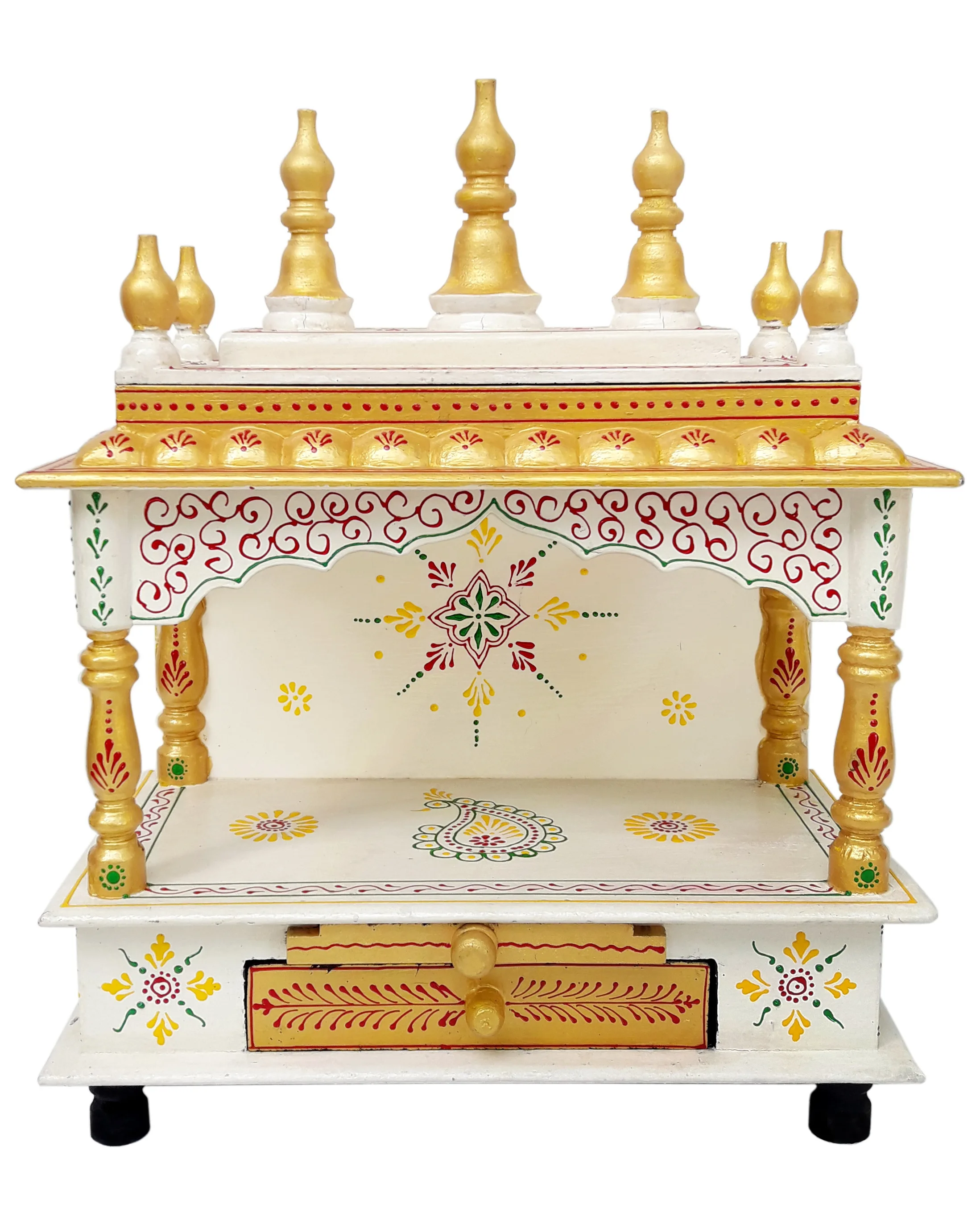 Handcrafted Indian Wooden Temple - Perfect for Worship