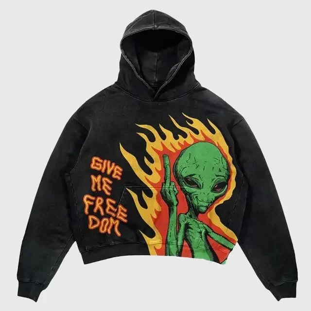 2024 Custom Cropped Hoodie Men Tops Pullover Print Hip Hop High No ...