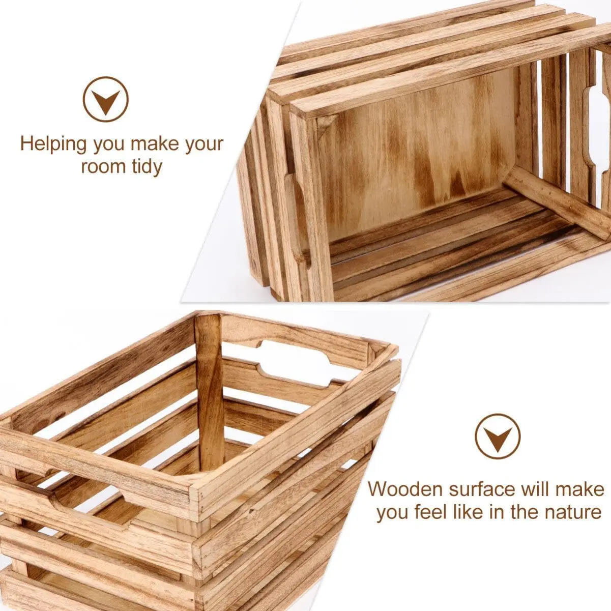 Wooden Storage Crates Nesting Storage Container Decorative Farmhouse ...