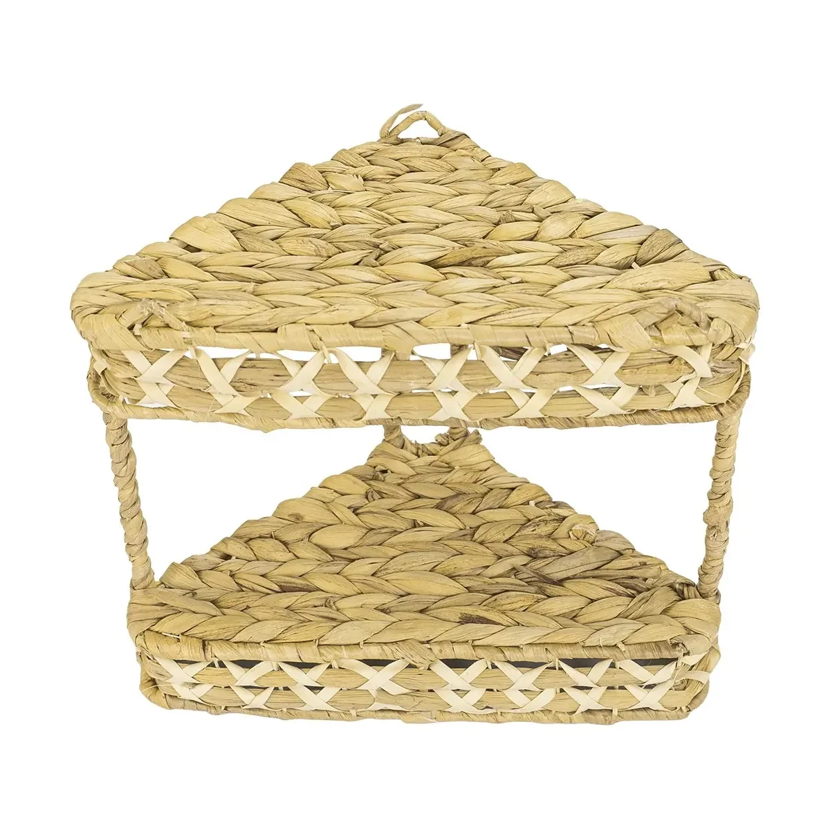 2-tier Triangle Water Hyacinth Rack Vertical Or Wall-mounted Storage ...