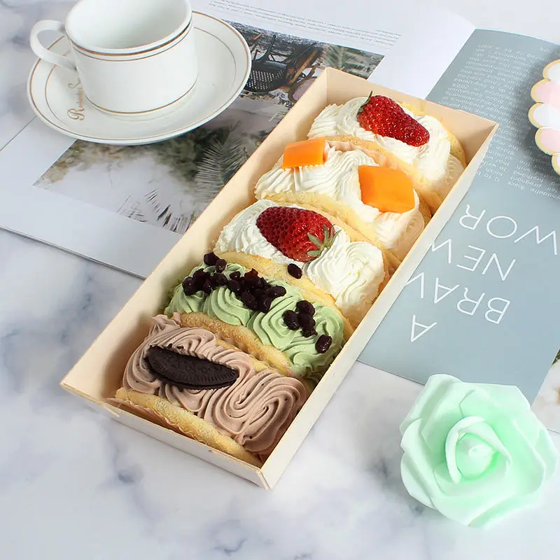 Disposable Food Containers Wooden TakeAway Dessert Bakery Pastry Cake ...