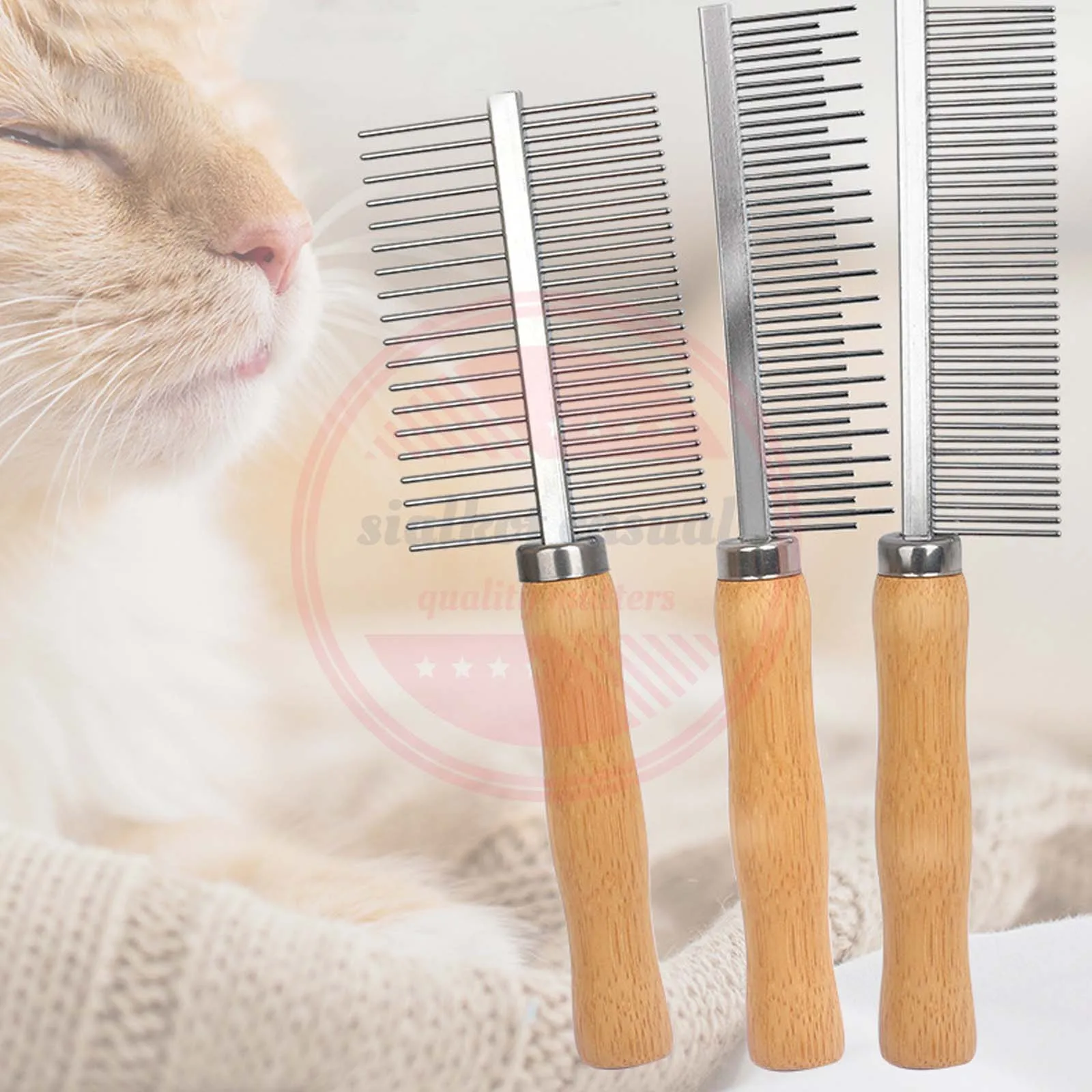 Stainless Steel Teeth Grooming Combs With Wooden Handle\ High Quality ...