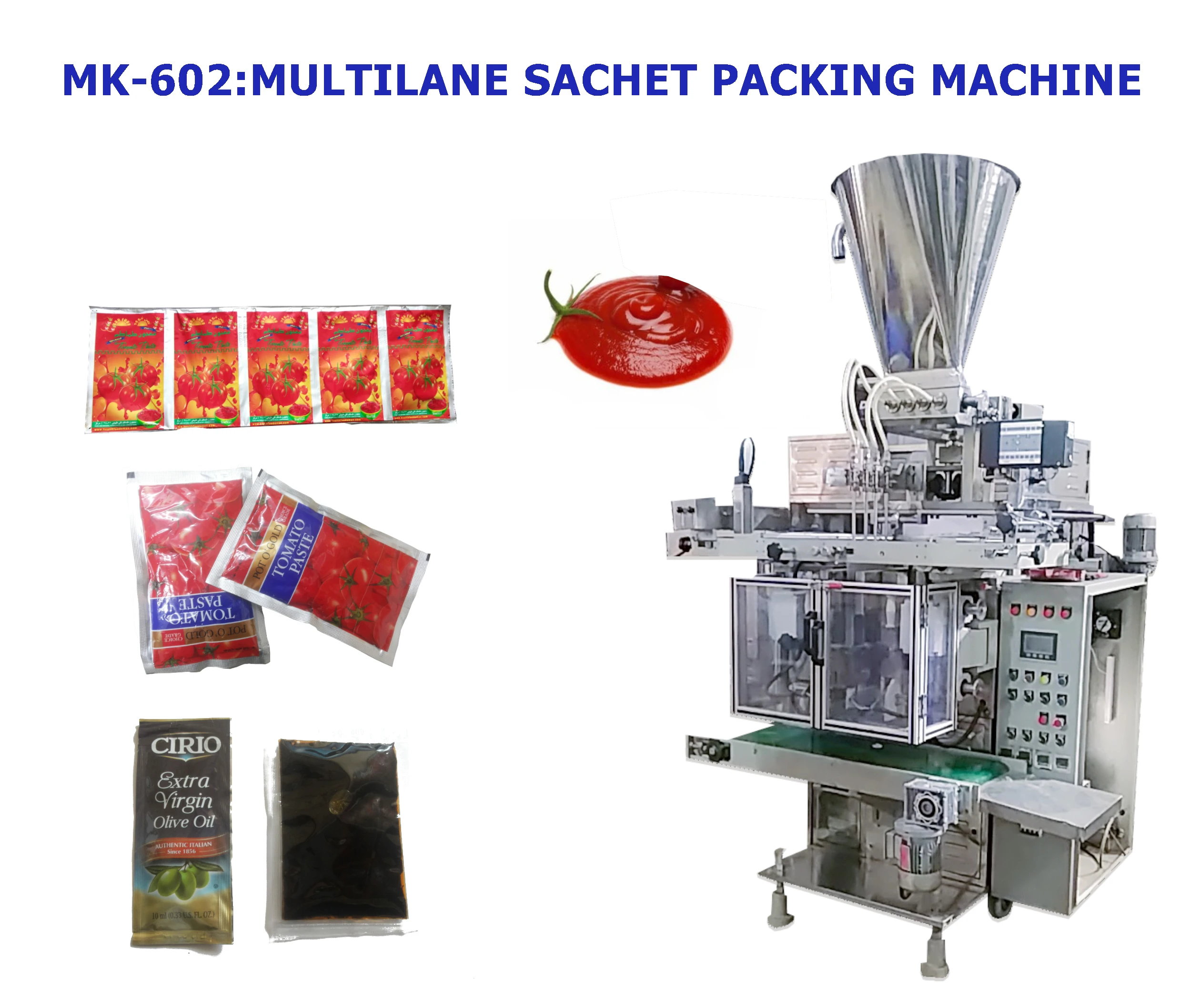 Aligned Multi Lane Sachet Filling Machine Multi Lane Track Tomato Paste ...