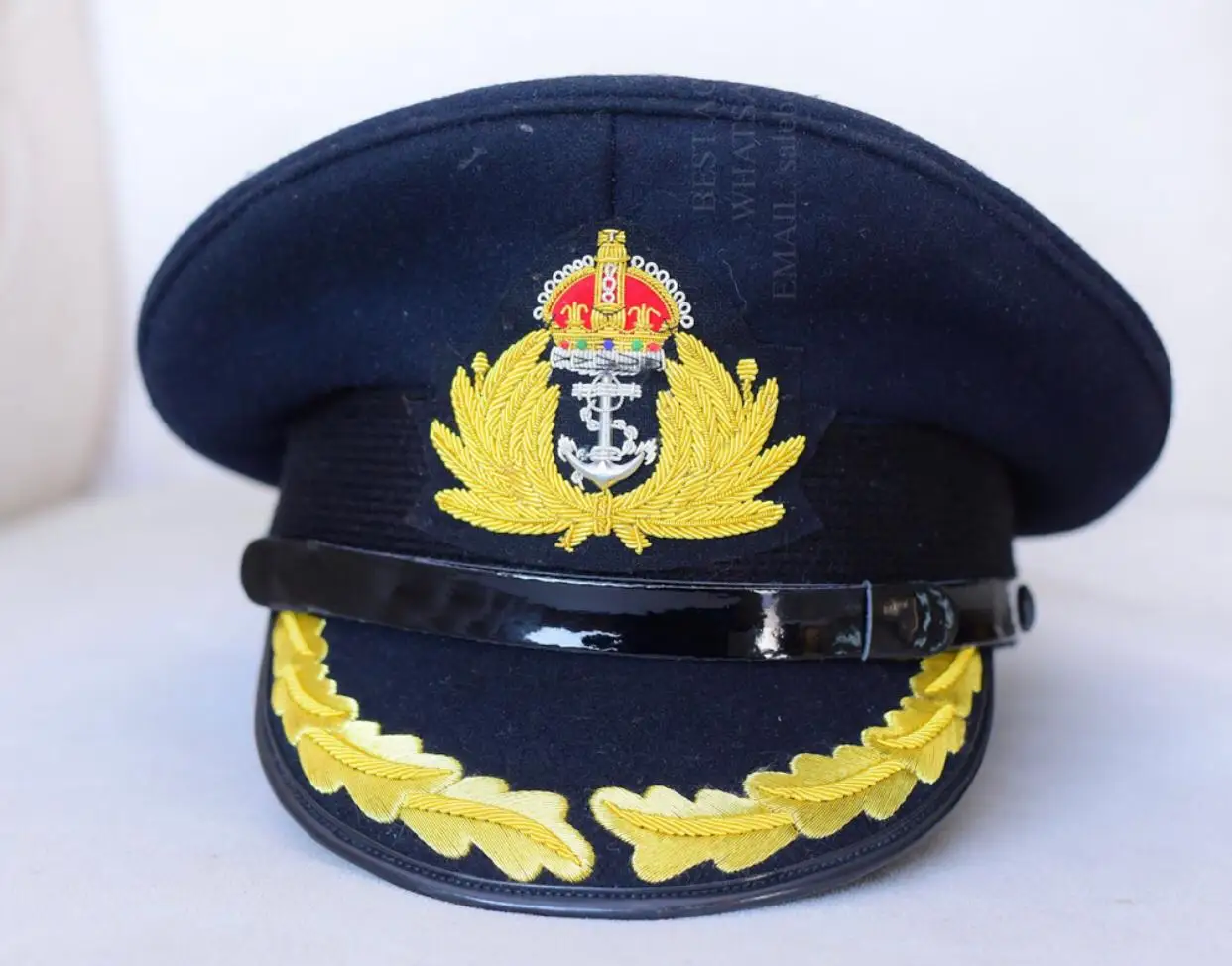 Ww2 British Royal Navy Officers Hat With Hand Made Embroidery Peat With ...