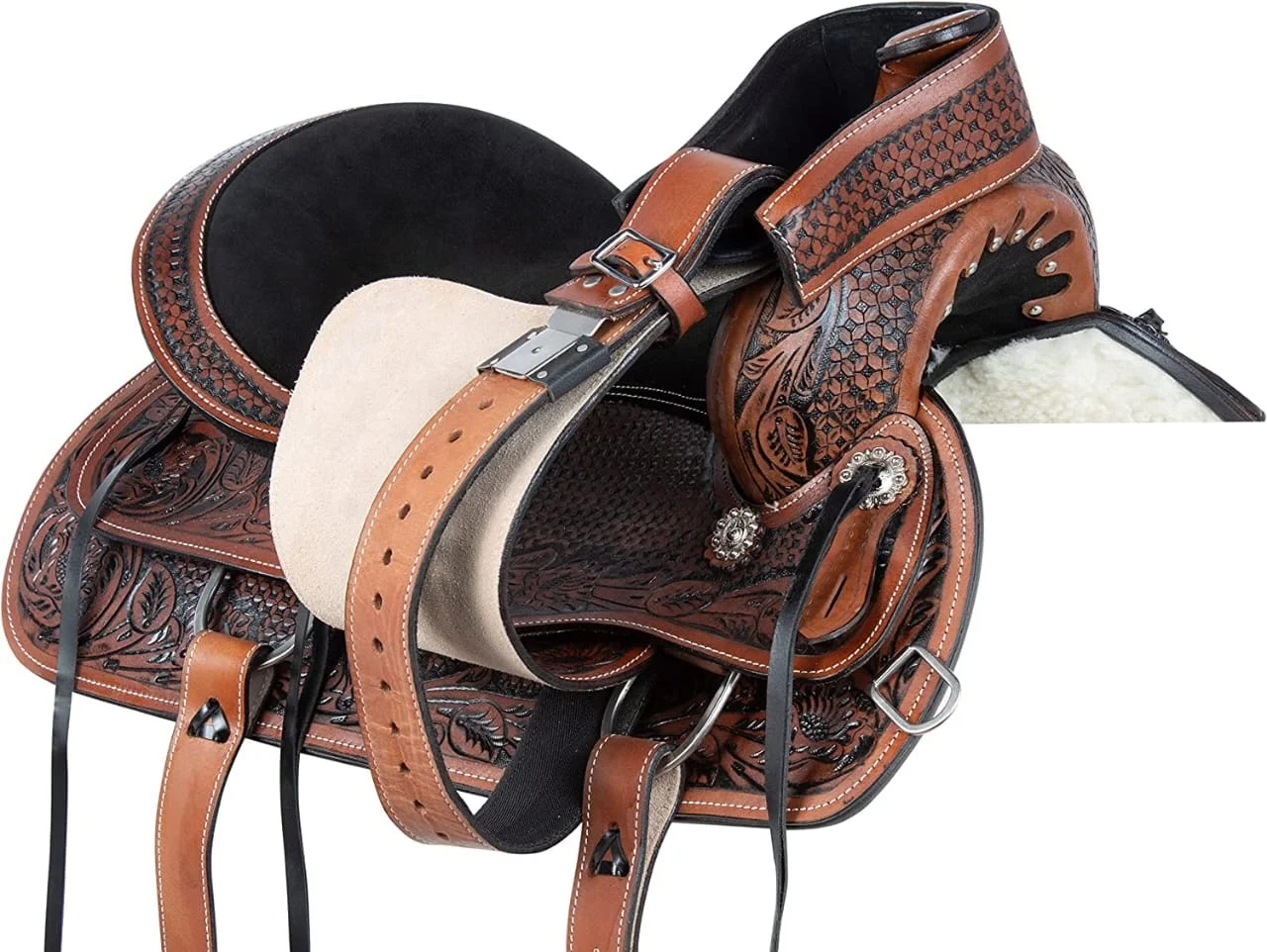 High Quality Horse Leather Western Show Barrel Trail Horse Saddle