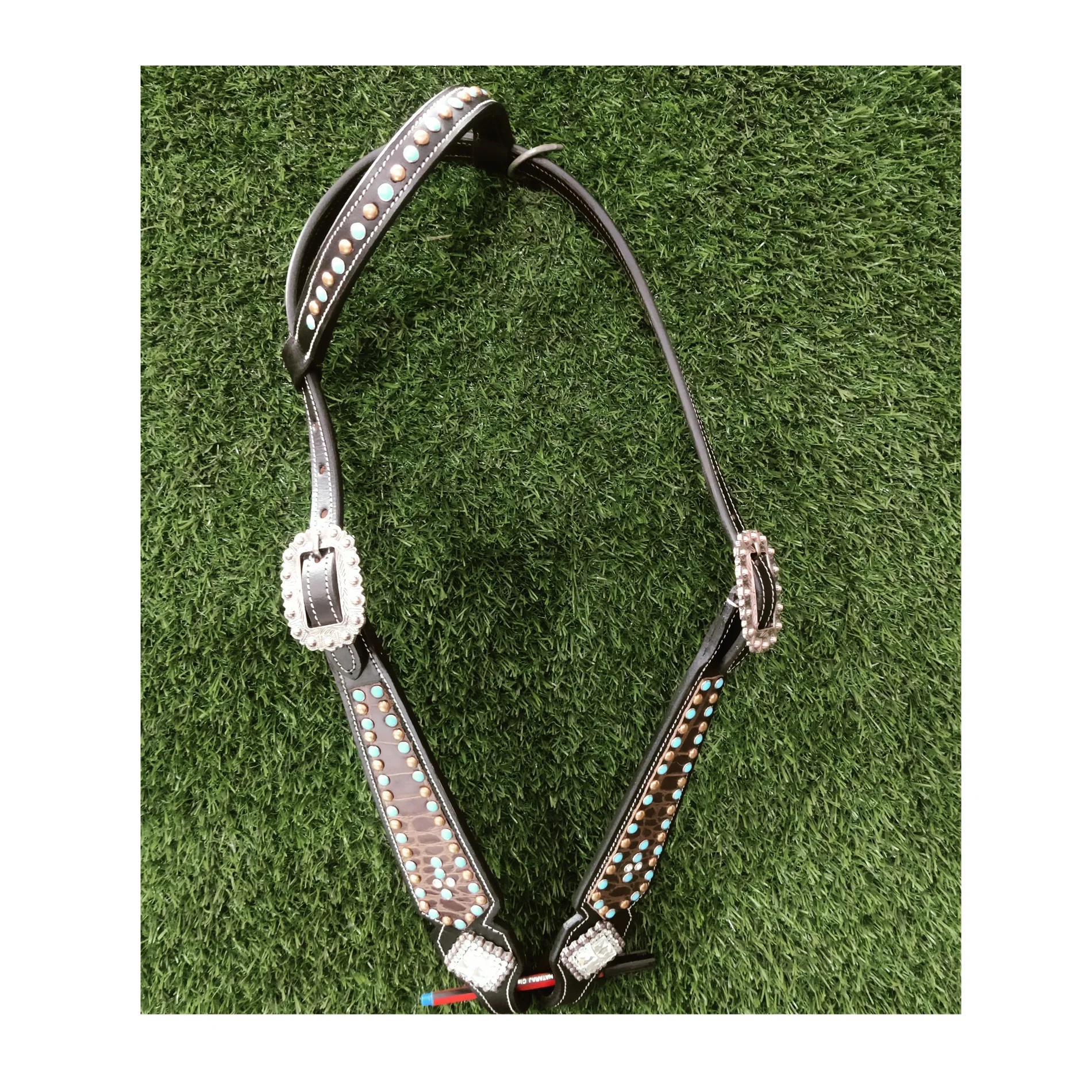 Custom Western Horse Headstall - Pure Leather & Conchos