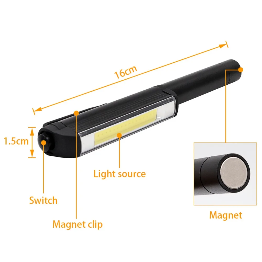 Hot Sale Bottom With Magnet Aluminum 180 Lumen Led Work Pen Flashlight ...