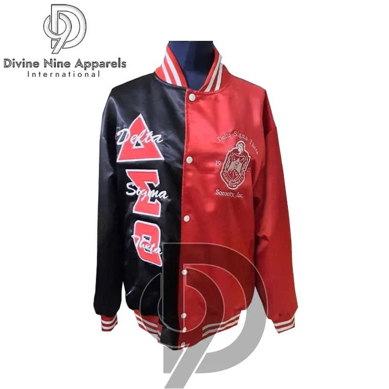Varsity Jacket Custom Made Satin Crest & Letters Embroidered Greek Sorority Women Varsity ...