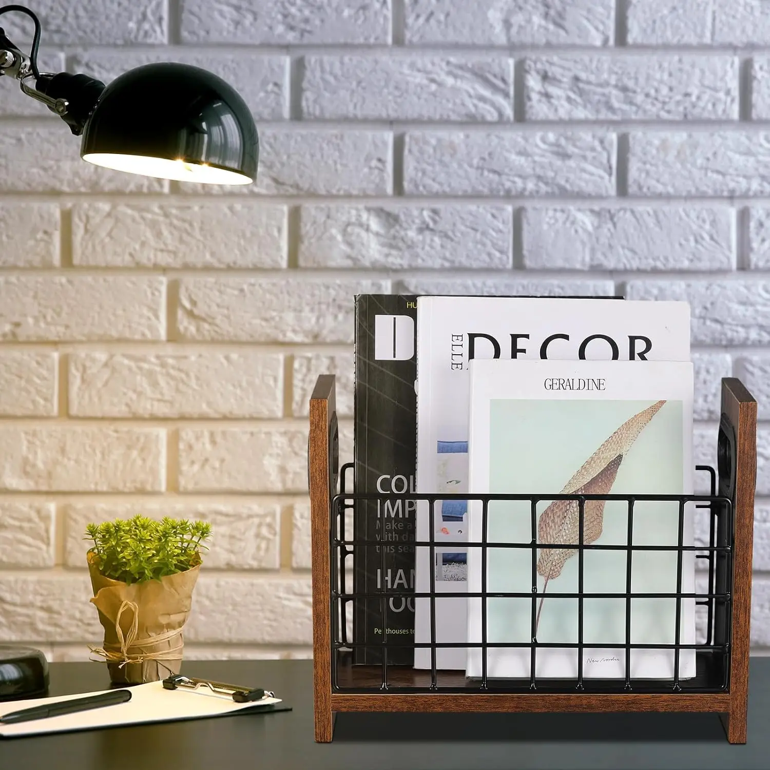 Magazine Holder Desktop Magazine Rack Floor Rustic Magazine Basket ...