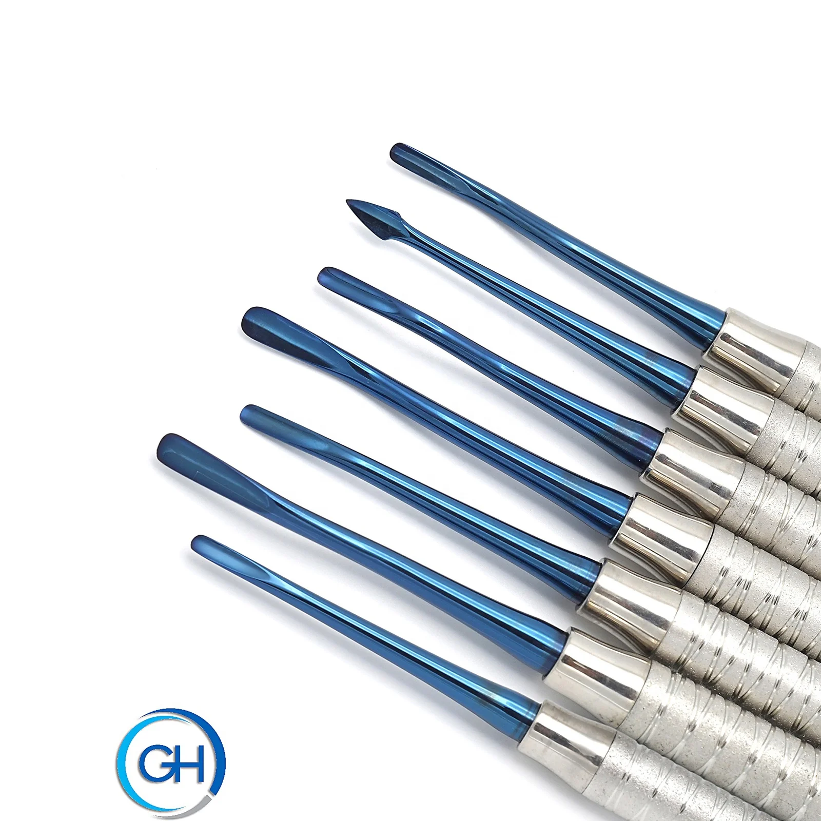 Luxating PDL Elevators Set of 7 Pcs Dental Titanium Coated Tips Black/Gold/Blue Dental Surgical ...