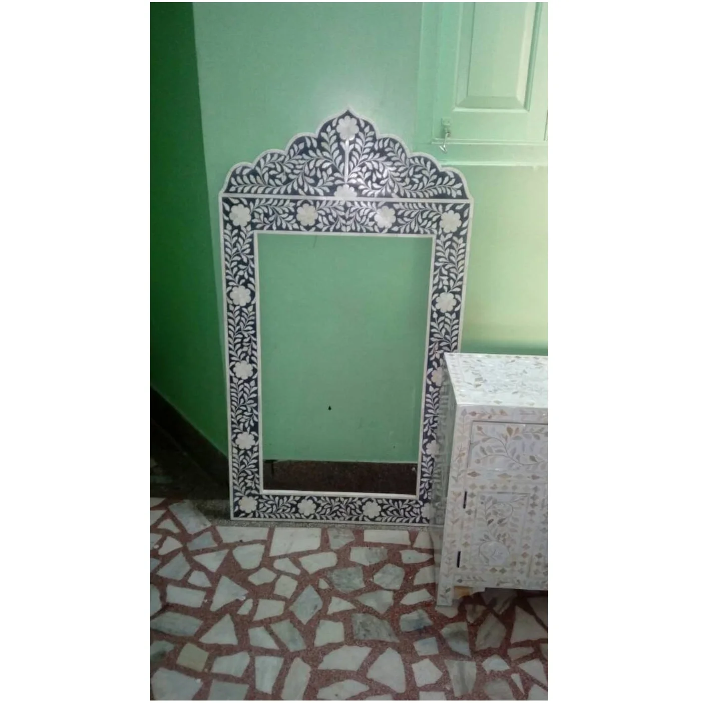 Latest Trend Mother Of Pearl Inlay Wall Mirror Bone Inlay Mirror Frame ...