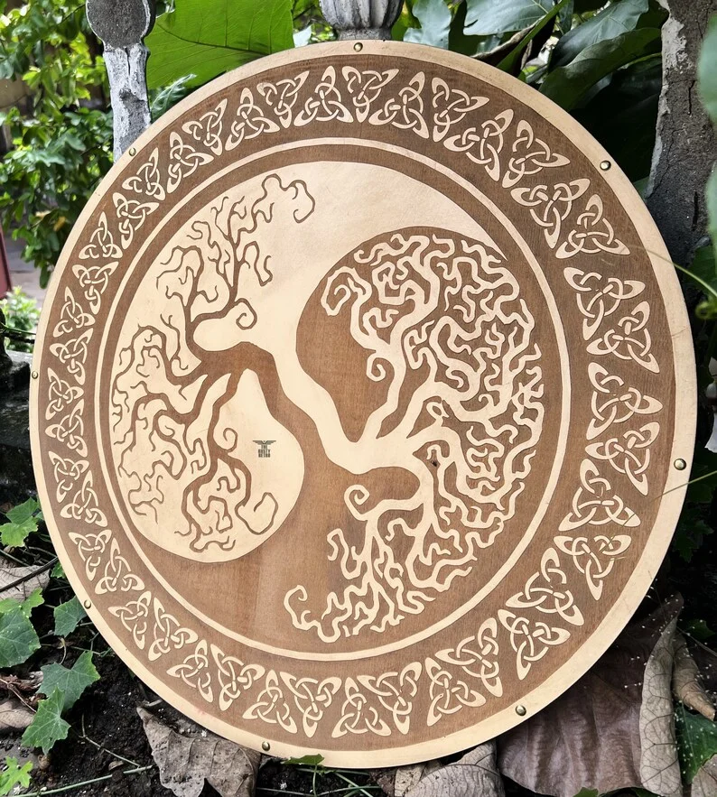 Medieval Wooden Viking Round Shield Reenactment Shield Decorative Gift ...