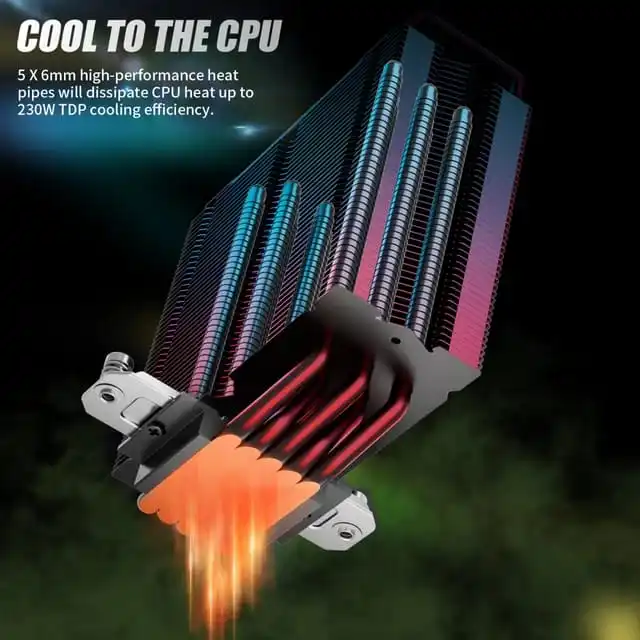 Cpu Cooler 5 Heat Pipes Rgb 120mm Pwm 4 Pin Pc Cooler High Quality ...