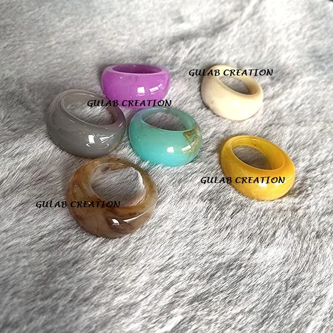 Dome Shape Transparent Acrylic Resin Rings Bold and Exaggerated Chunky ...