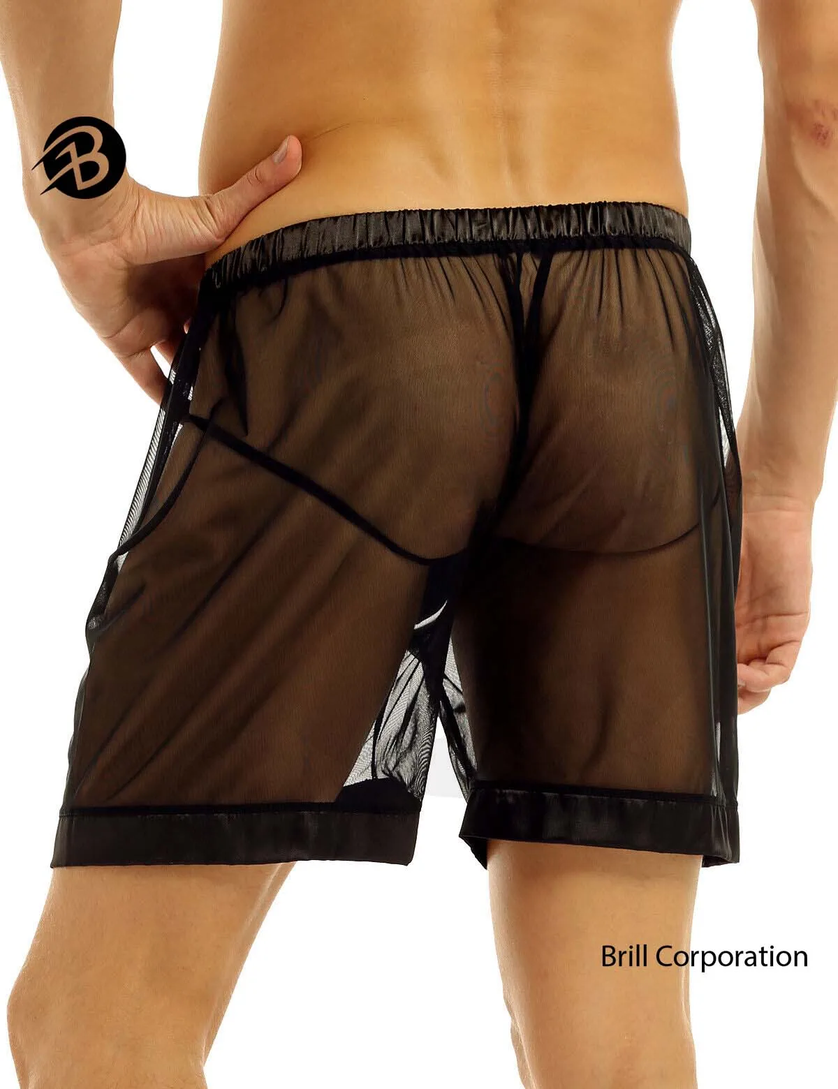 Sheer Mesh Shorts Men See Through Elastic Waist Solid High Waist Wear Men Shorts - Buy Men ...