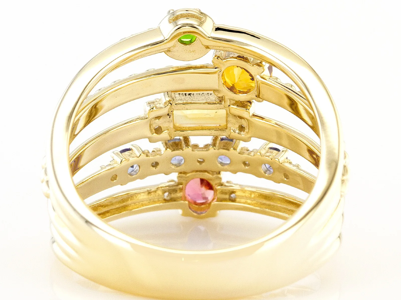 Radiant Allure: Multi-gemstone Ring In 10k Yellow Gold | A Captivating ...