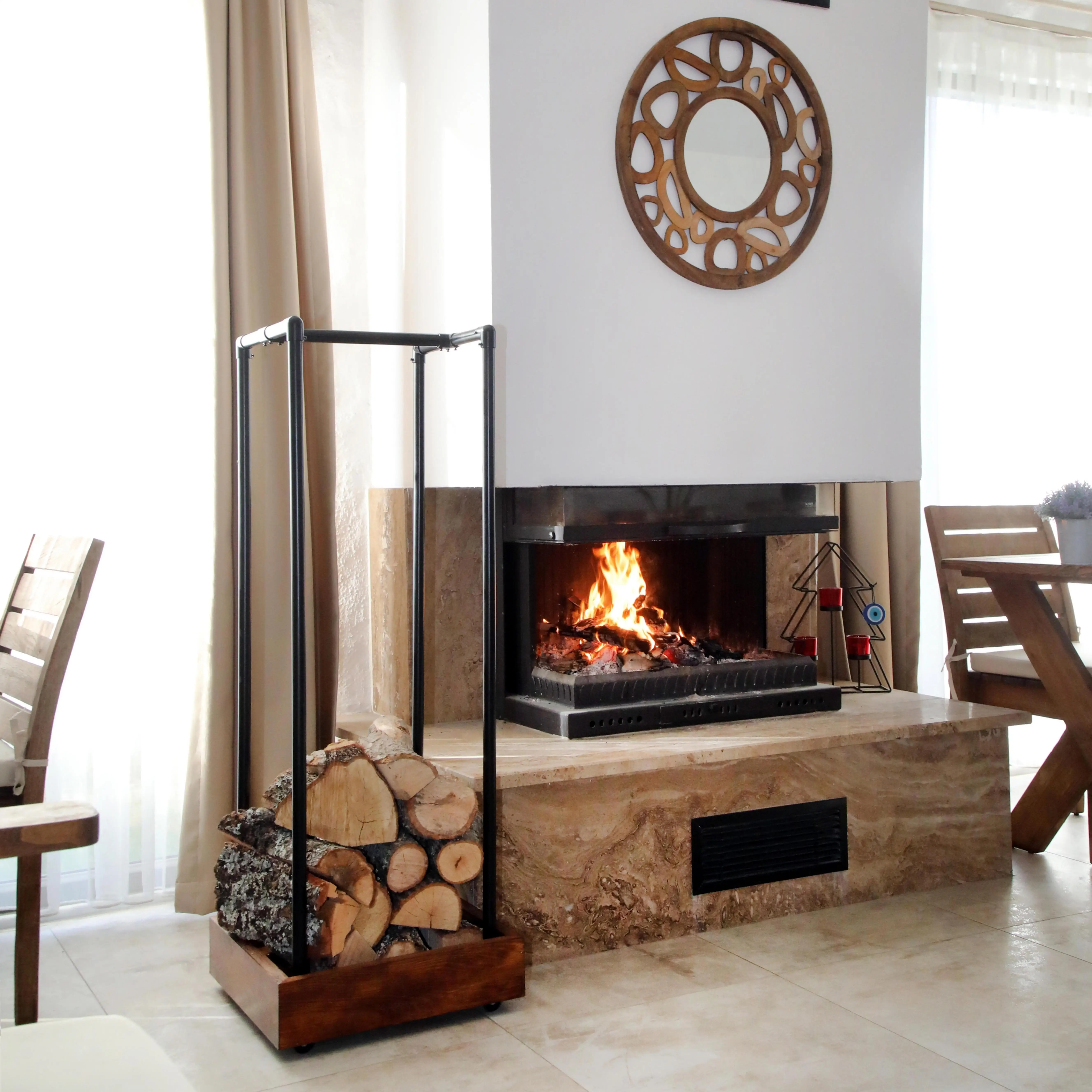 Custom Firewood Holder Metal Wood Firewood Rack Indoor Outdoor Firewood ...