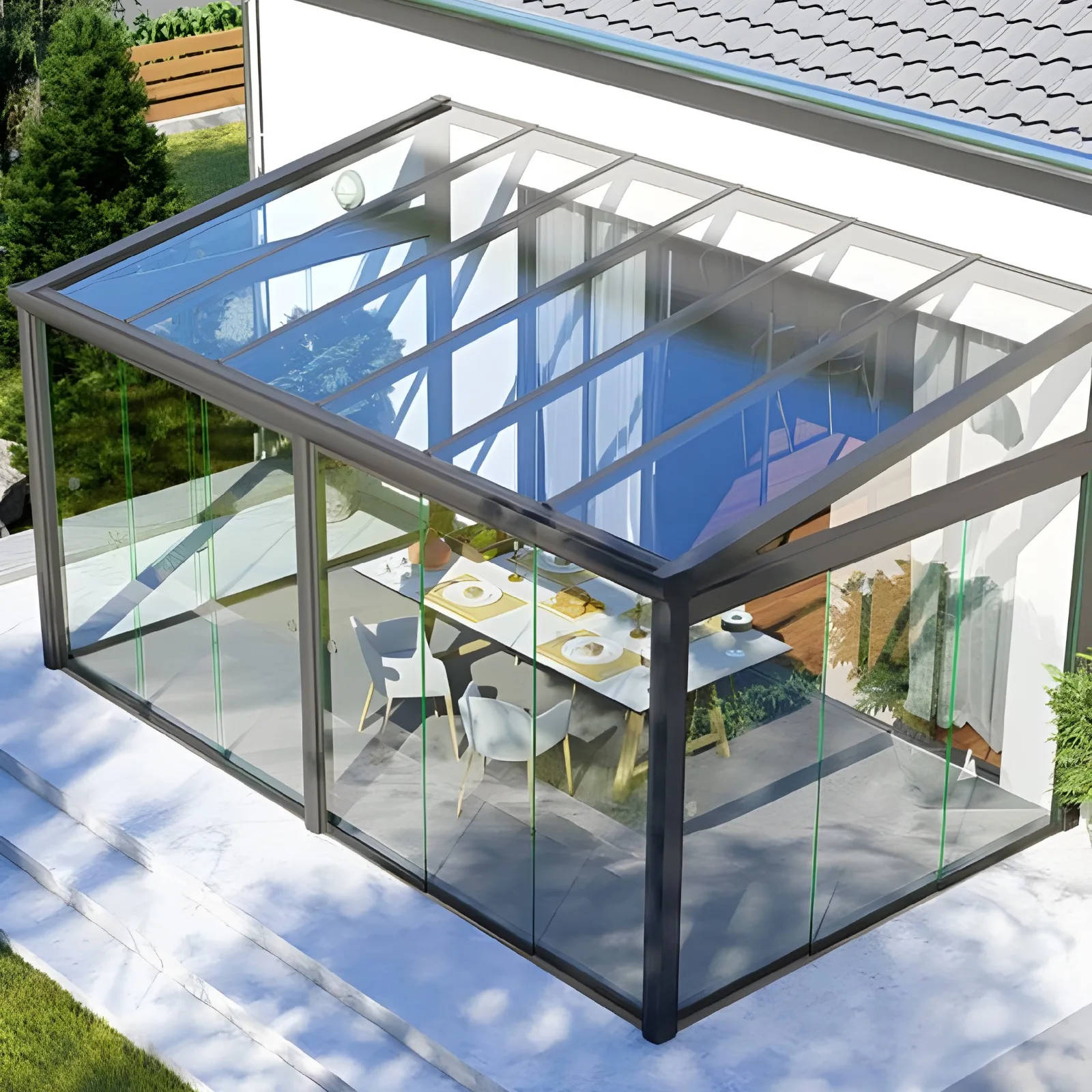 Veranda Glass Roof Aluminum Panels System - Buy Glassystem Veranda Roof ...