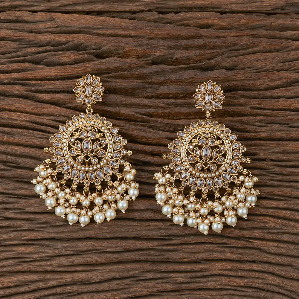 Stunning Mehndi Plated Antique Long Moti Earring 217198
