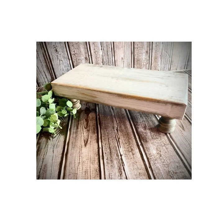 Set of 2 Beaded Wooden Risers Countertop Riser Rustic Pedestal Stand ...