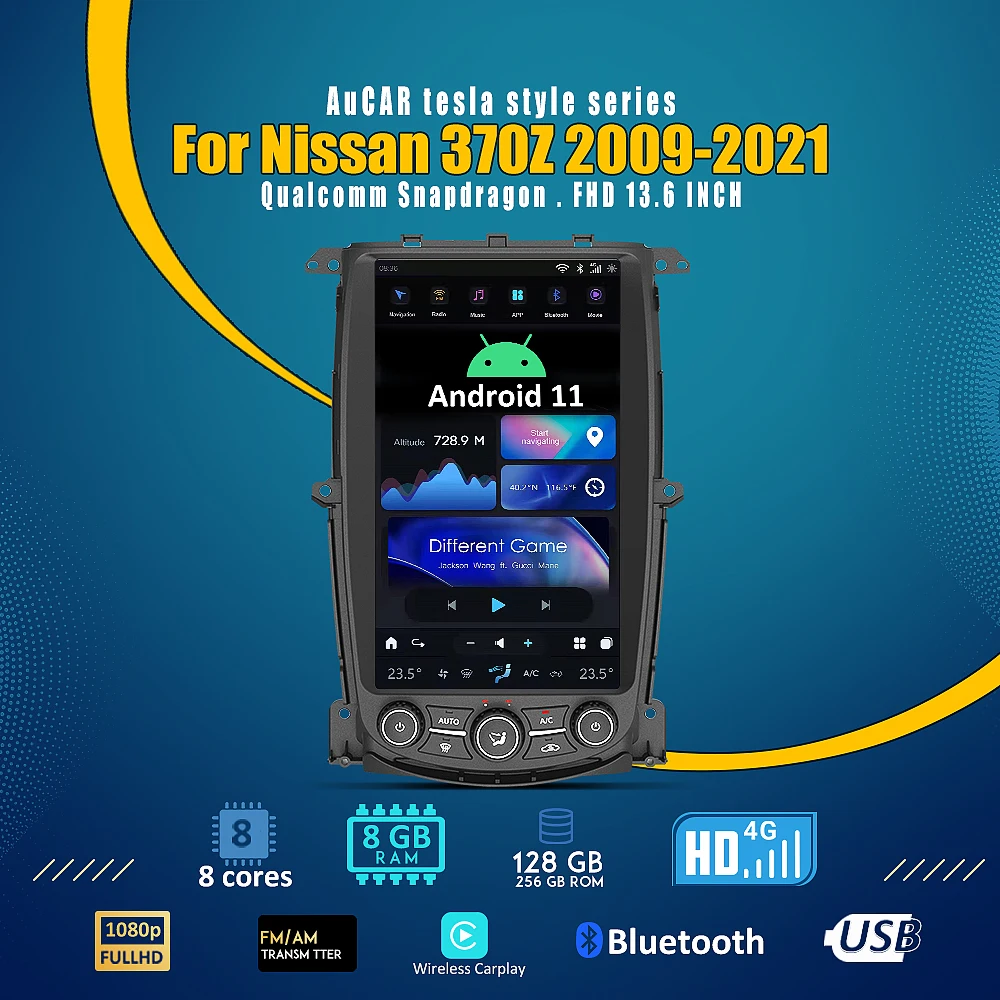 Aucar 13.6" Car Radio Tesla Screen Android 11 Car Dvd Multimedia Player ...