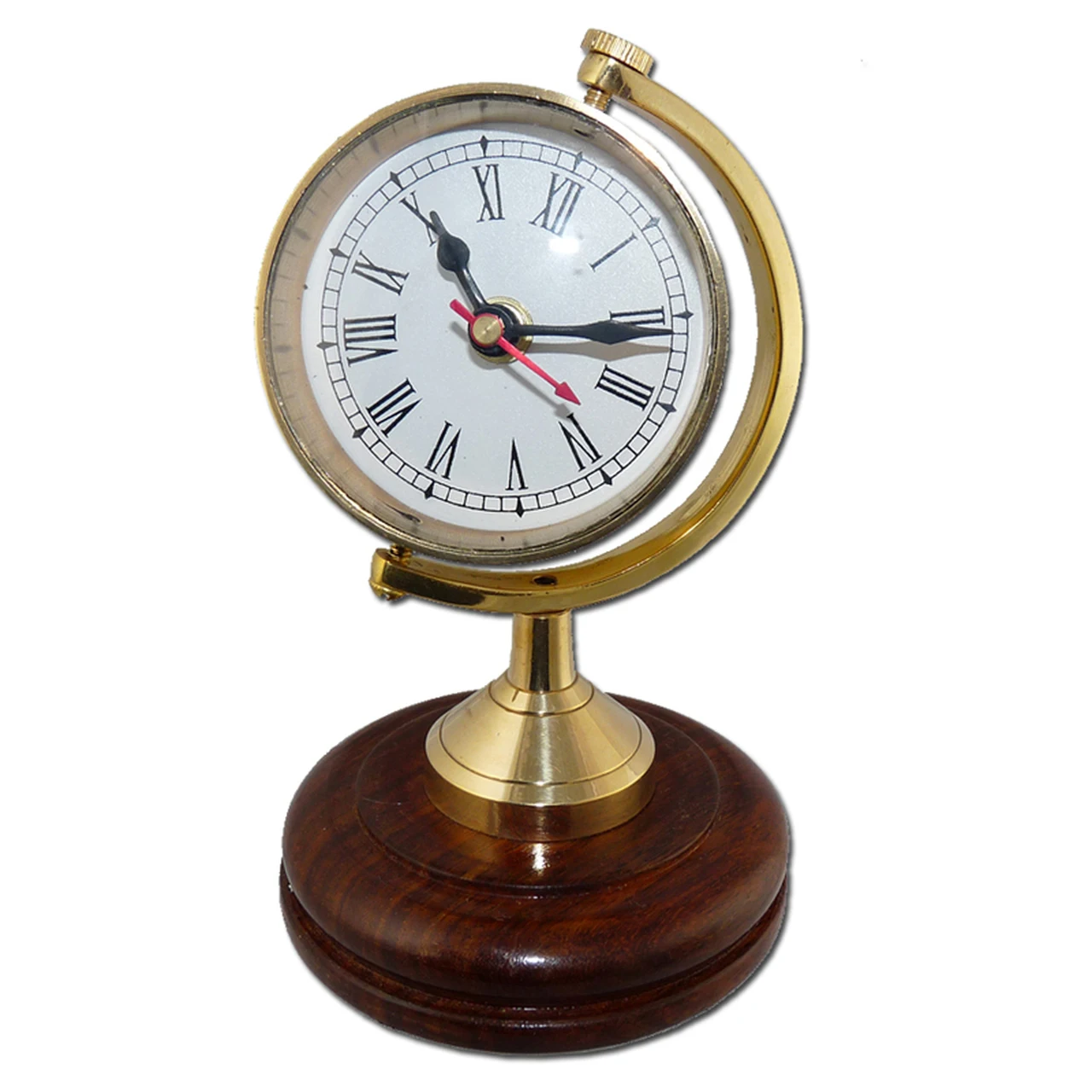 High Quality Brass Decorative Table Clock With Wooden Base Handmade ...
