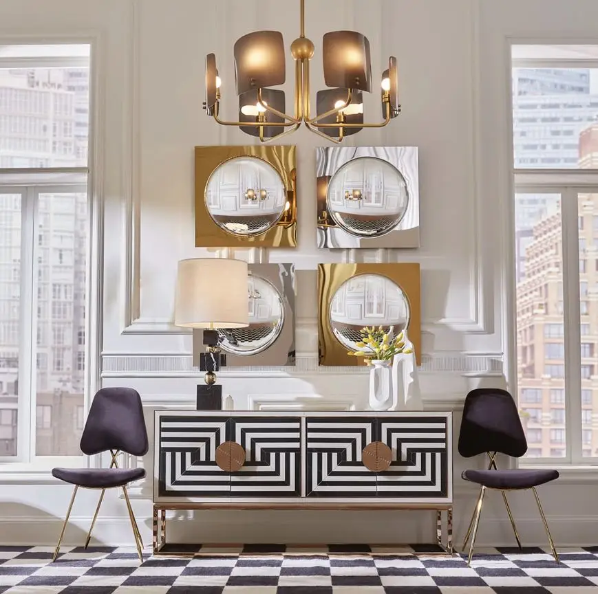 Jonathan Adler Black and White Cabinet TV Stand for Living Room