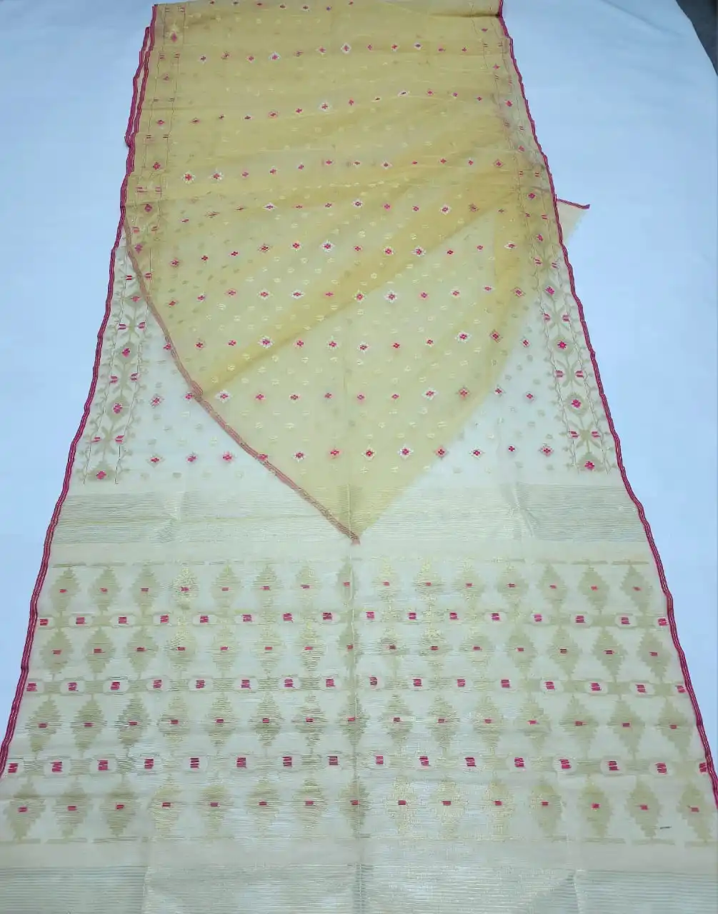 High Quality Yellow Deshi Dhakai Jamdani Sharee for Women JAMDANI ...