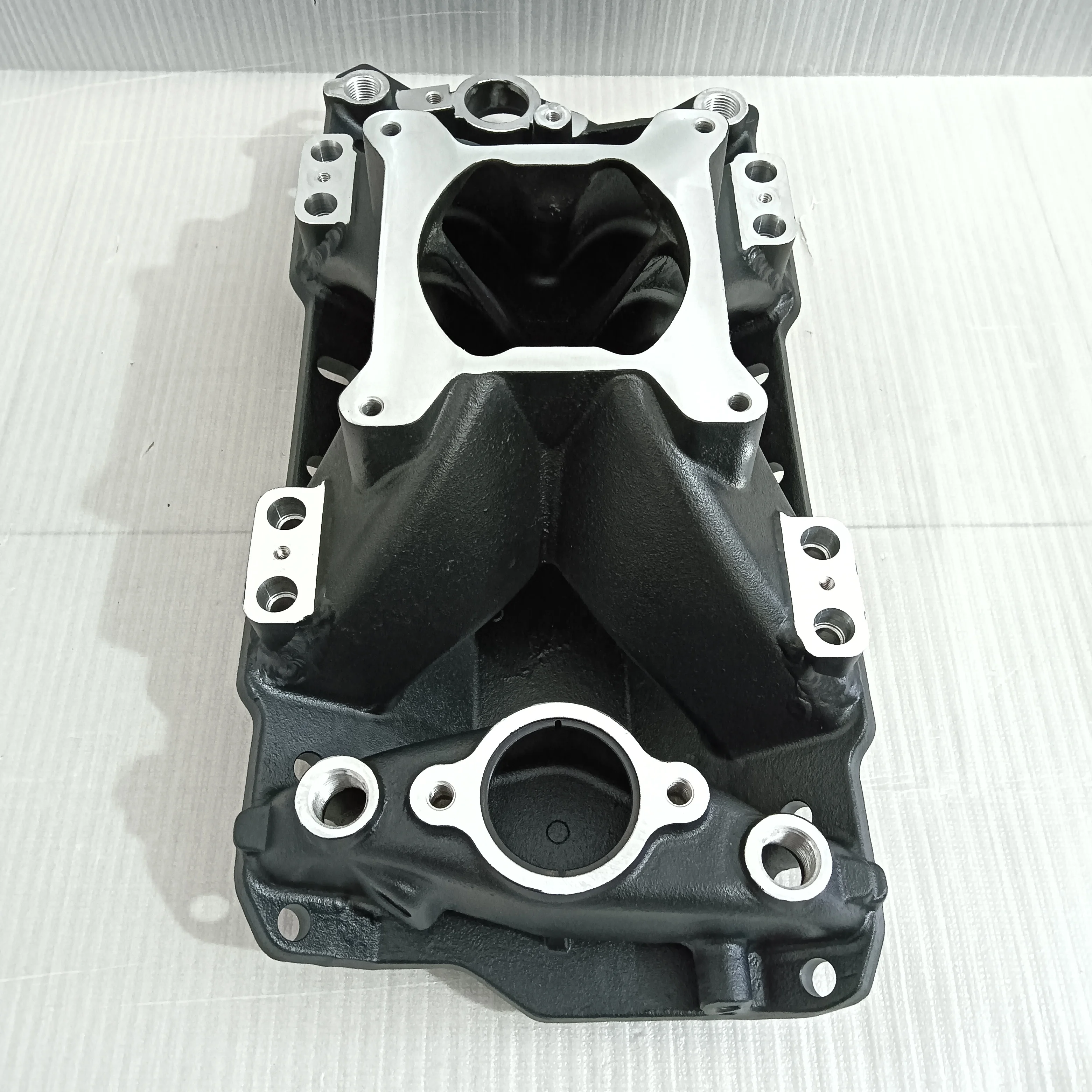 Aluminum Black SBC Single Plane High Rise EFI Intake Manifold with Fuel ...