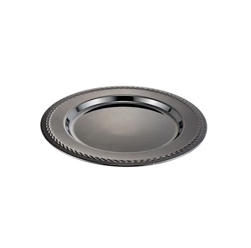 Tabletop Serve ware Iron Round Under Plate With Etching Metal Silver ...