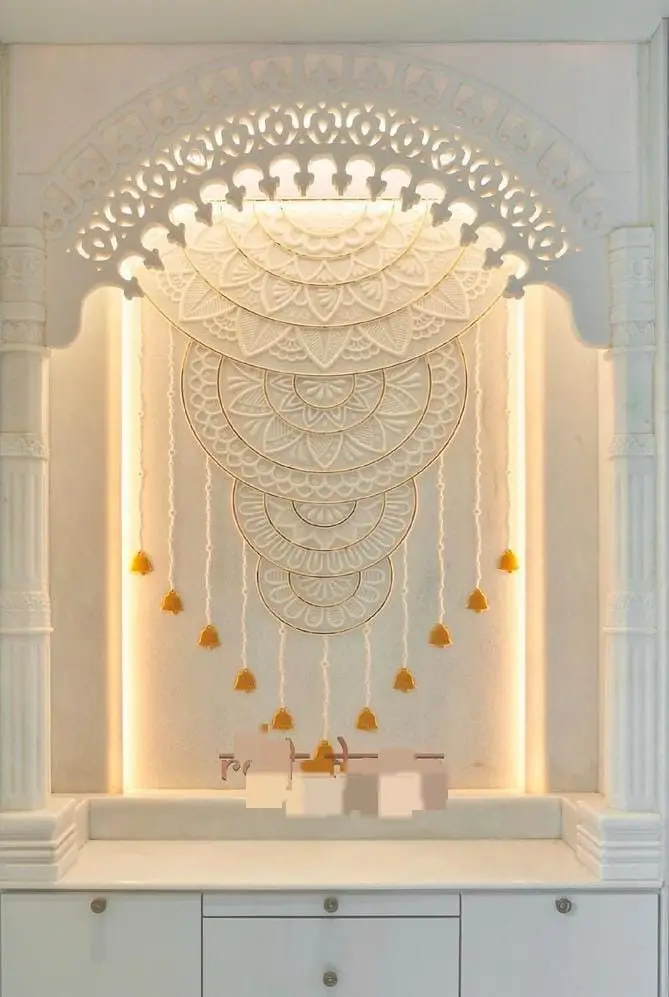 White Marble Temple Handcrafted Polished Home & Mandir Pooja Custom ...