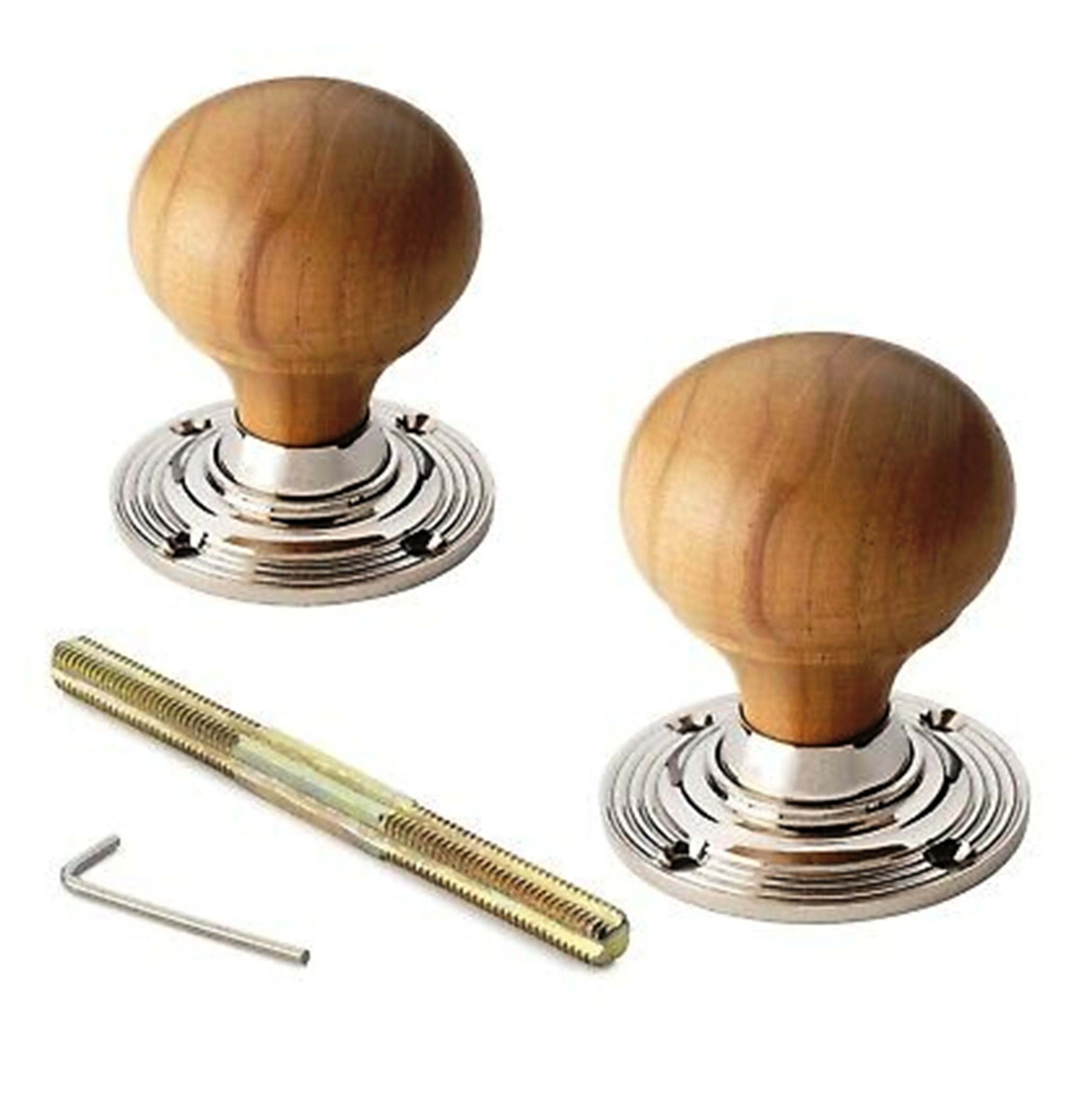 Teak & Polished Nickel Wooden Wood Round Bun Mortice Rim Door Luxury Wood Resin Metal Door ...