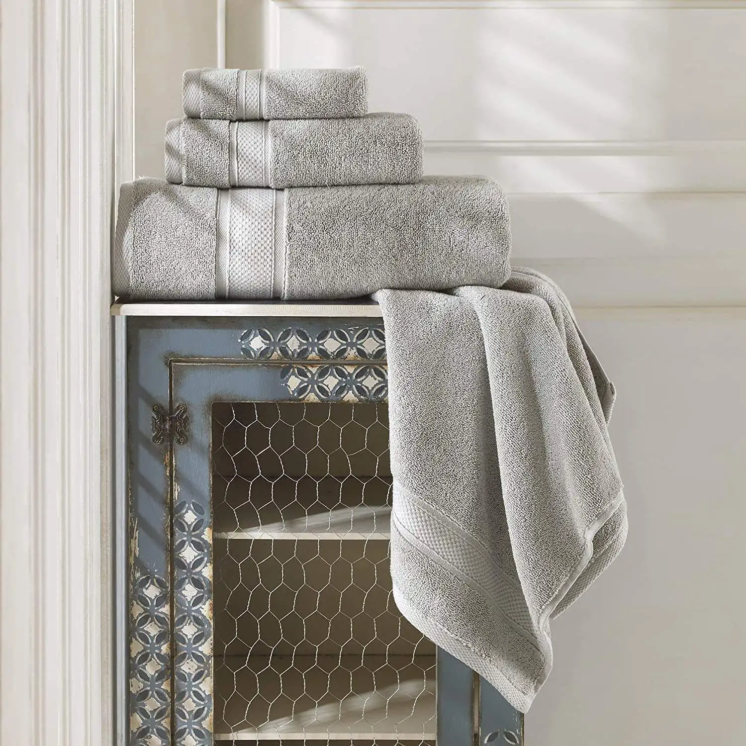 Standard Cotton Bath Towels Set Of 6 Soft Absorbent Breathable Quick ...