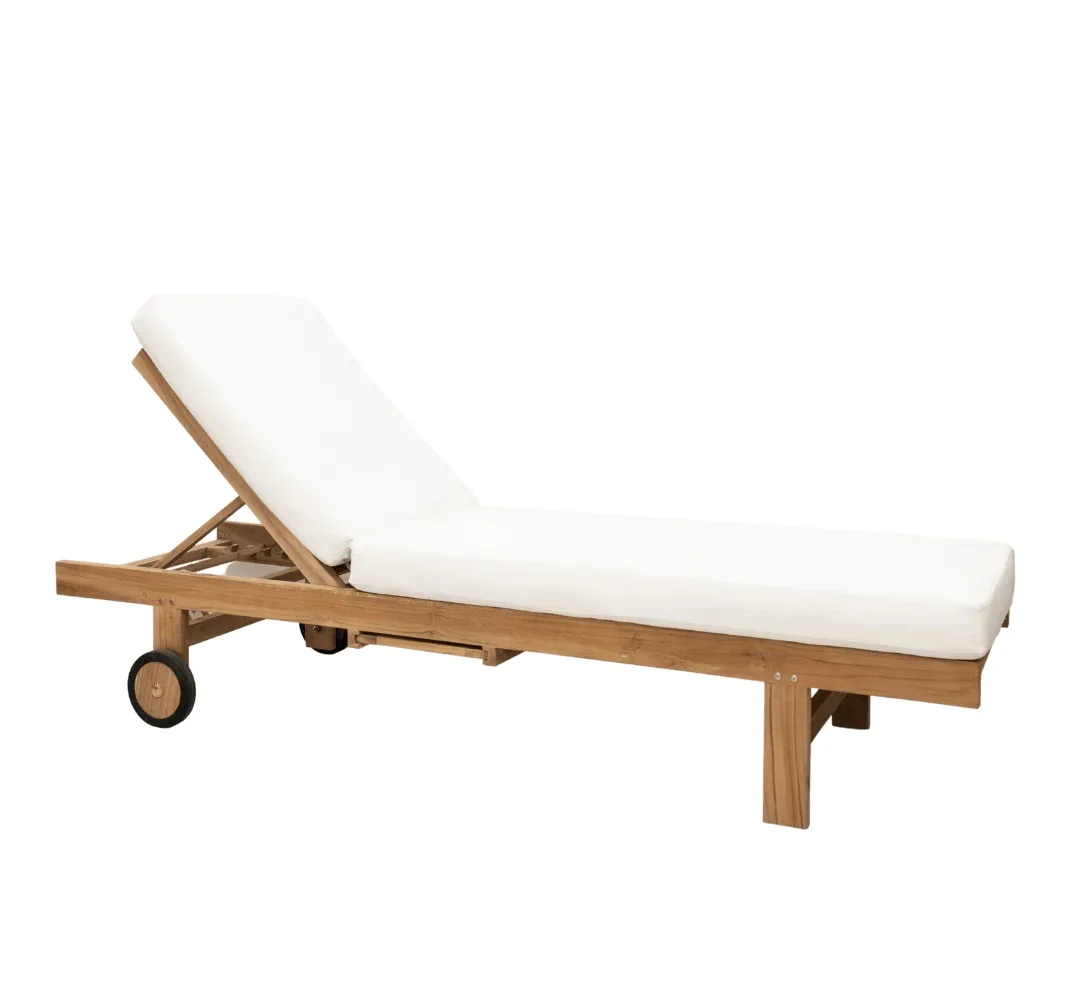 Modern Teak Sun Bed with Wheels Customized Design and Size Waterproof ...
