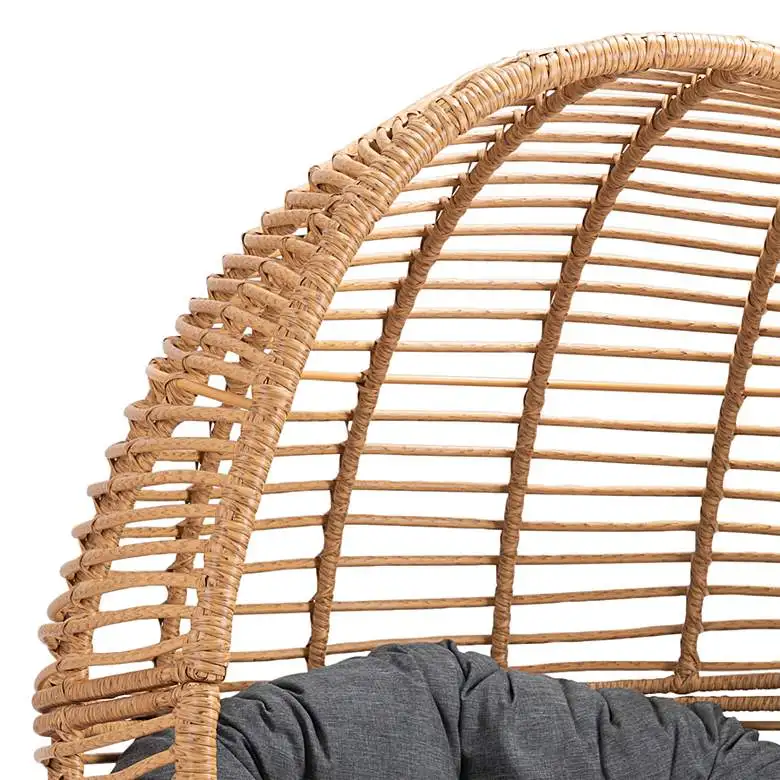 Paul Egg Accent Chair Made From Natural Rattan And Solid Teak Wood Legs ...